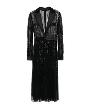 Dolce & Gabbana Dolce Gabbana Sequin-embellished V-neck Midi Dress - Black
