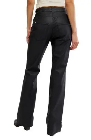 Free People Double Knot High Waist Faux Leather Bootcut Jeans