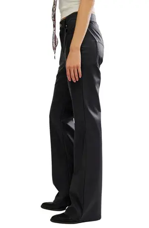 Free People Double Knot High Waist Faux Leather Bootcut Jeans