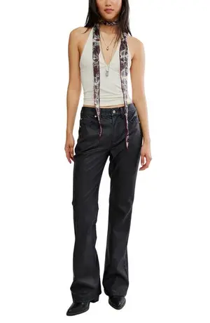 Free People Double Knot High Waist Faux Leather Bootcut Jeans