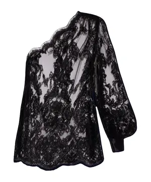Dolce & Gabbana Dolce Gabbana Chantilly Lace One-shoulder Blouse - Black