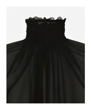 Dolce & Gabbana Dolce Gabbana Smock-stitch Detailed Chiffon Blouse