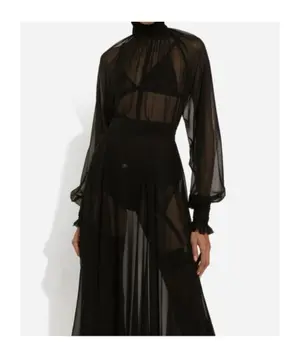 Dolce & Gabbana Dolce Gabbana Smock-stitch Detailed Chiffon Blouse