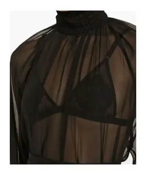 Dolce & Gabbana Dolce Gabbana Smock-stitch Detailed Chiffon Blouse