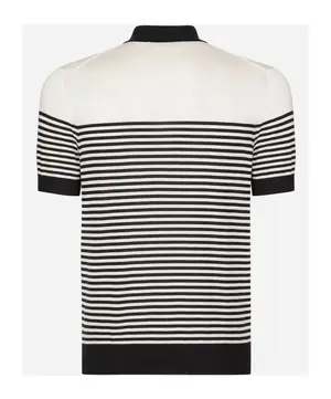 Dolce & Gabbana Dolce Gabbana Dg Patch Striped Knitted Polo Shirt