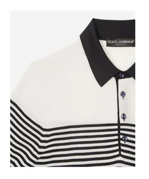 Dolce & Gabbana Dolce Gabbana Dg Patch Striped Knitted Polo Shirt