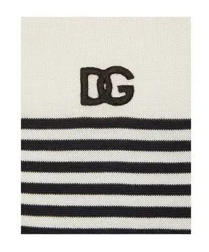 Dolce & Gabbana Dolce Gabbana Dg Patch Striped Knitted Polo Shirt