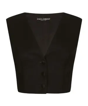 Dolce & Gabbana Dolce Gabbana Corset Detailed Cropped Cady Waistcoat - Black