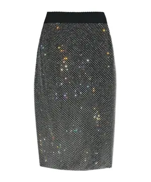 Dolce & Gabbana Dolce Gabbana Embellished Calf-length Mesh Skirt - Silver
