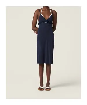 Miu Miu Embroidered Marocain Crepe Dress