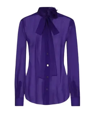 Dolce & Gabbana Pussy-bow Silk-chiffon Blouse - Blue