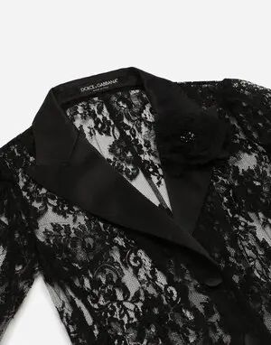 Dolce & Gabbana Dolce Gabbana Satin Detailed Floral Lace Jacket