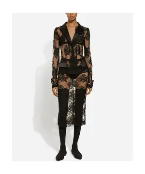 Dolce & Gabbana Dolce Gabbana Satin Detailed Floral Lace Jacket