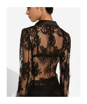 Dolce & Gabbana Dolce Gabbana Satin Detailed Floral Lace Jacket