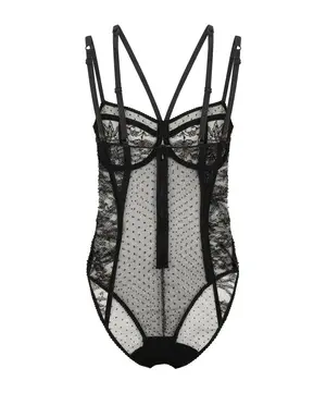 Dolce & Gabbana Dolce Gabbana Lace-detailed Bodysuit - Gray