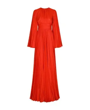 Dolce & Gabbana Slit-sleeved Pleated Gown - Red