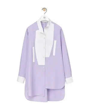 Loewe Striped Asymmetric Shirt In Striped Cotton Poplin - Purple