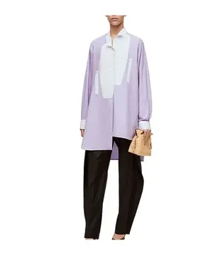 Loewe Striped Asymmetric Shirt In Striped Cotton Poplin
