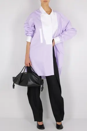 Loewe Striped Asymmetric Shirt In Striped Cotton Poplin