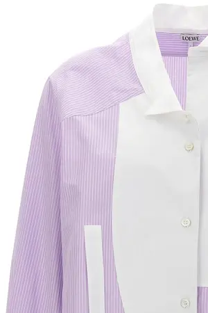 Loewe Striped Asymmetric Shirt In Striped Cotton Poplin