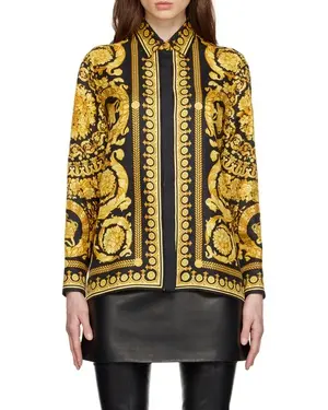 Versace Baroque Pattern Long Sleeved Shirt