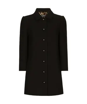 Dolce & Gabbana Logo-engraved Single-breasted Coat - Black