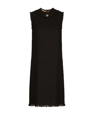 Dolce & Gabbana Dolce Gabbana Dg Logo Raschel Tweed Calf-length Dress - Black