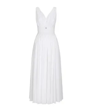 Dolce & Gabbana Shirred-panel Silk Midi Dress - White