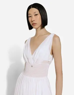 Dolce & Gabbana Shirred-panel Silk Midi Dress