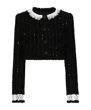 Dolce & Gabbana Dolce Gabbana Lace Detailed Jacket - Black