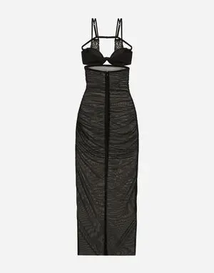 Dolce & Gabbana Dolce Gabbana Corset Detailed Tulle Calf-length Dress