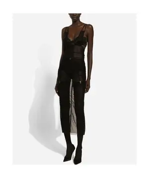 Dolce & Gabbana Dolce Gabbana Corset Detailed Tulle Calf-length Dress