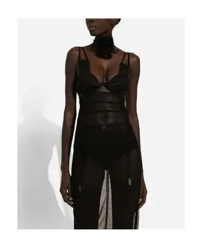 Dolce & Gabbana Dolce Gabbana Corset Detailed Tulle Calf-length Dress