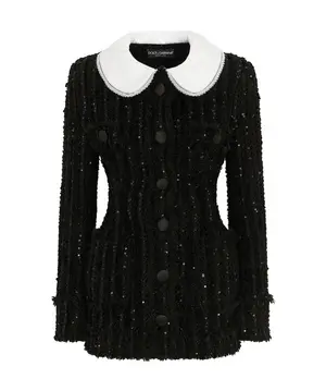 Dolce & Gabbana Sequinned Tweed Jacket - Black