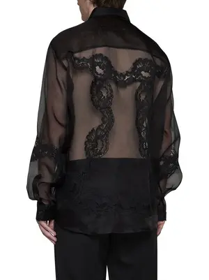Dolce & Gabbana Dolce Gabbana Lace Insert Oversize Shirt