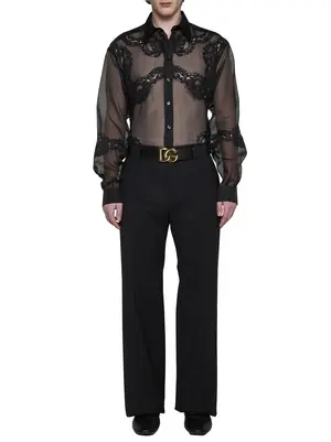 Dolce & Gabbana Dolce Gabbana Lace Insert Oversize Shirt
