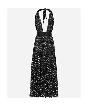 Dolce & Gabbana Dolce Gabbana Polka-dot Printed Chiffon Calf-length Dress