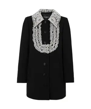 Dolce & Gabbana Bib-collar Virgin Wool-blend Minidress - Black