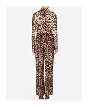 Dolce & Gabbana Dolce Gabbana Leopard-printed Long-sleeved Pajama Jumpsuit
