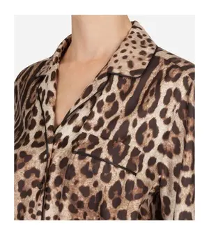 Dolce & Gabbana Dolce Gabbana Leopard-printed Long-sleeved Pajama Jumpsuit