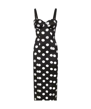 Dolce & Gabbana Dolce Gabbana Polka Dot Printed Sleeveless Dress - Black