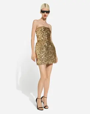 Dolce & Gabbana Dolce Gabbana Short Sequined Strapless Dress
