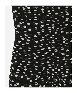 Dolce & Gabbana Dolce Gabbana Polka-dot Printed Draped Mini Tulle Dress