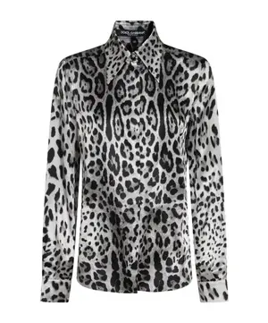 Dolce & Gabbana Dolce Gabbana Leopard Printed Shirt - Gray