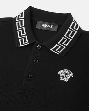 Versace Greca-detail Cotton Polo Shirt