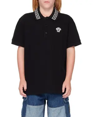 Versace Greca-detail Cotton Polo Shirt