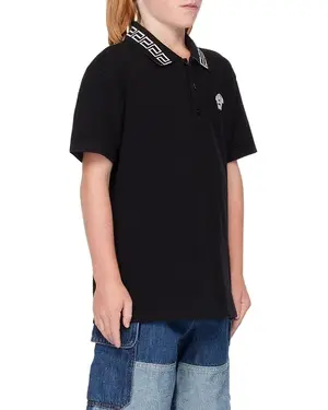 Versace Greca-detail Cotton Polo Shirt