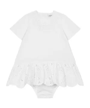 Dolce & Gabbana Embroidered-logo Cotton Dress - White