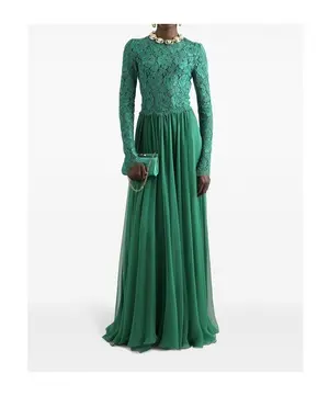 Dolce & Gabbana Dolce Gabbana Long Floral Cordonetto Lace Dress