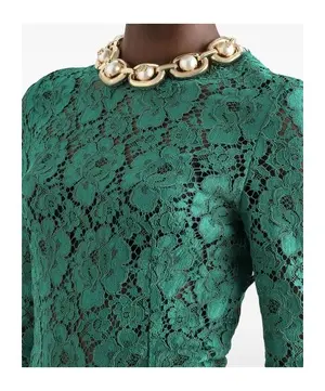 Dolce & Gabbana Dolce Gabbana Long Floral Cordonetto Lace Dress